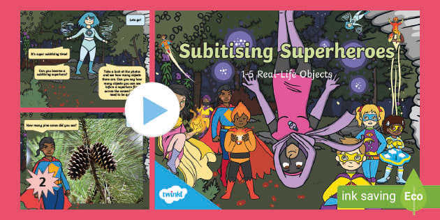 👉 Subitising Superheroes 1-5 Real-Life Objects PowerPoint