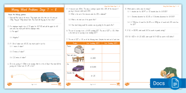 Printable 7th Grade Math Worksheets Time Word Problems Year 7 