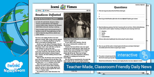 Defeat of Boudica News | Twinkl Resources (teacher made)