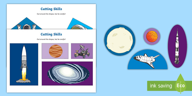 FREE! - Space Themed Cutting Skills Worksheet (teacher made)