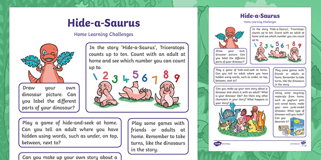 Hide-a-Saurus Home Learning Challenges Reception FS2