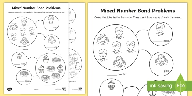 Mixed Number Bond Problems Worksheet