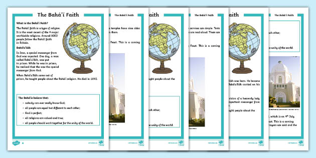 KS1 Bahai'i Faith Differentiated Fact File (teacher made)