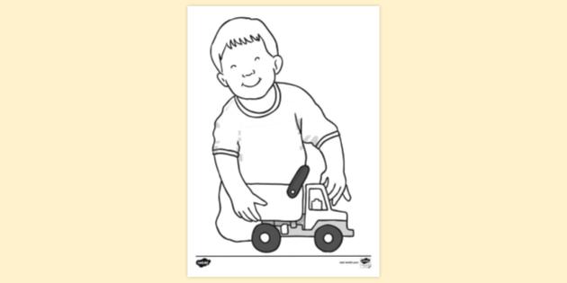 FREE! - Boy with Toy Colouring | Colouring Sheets