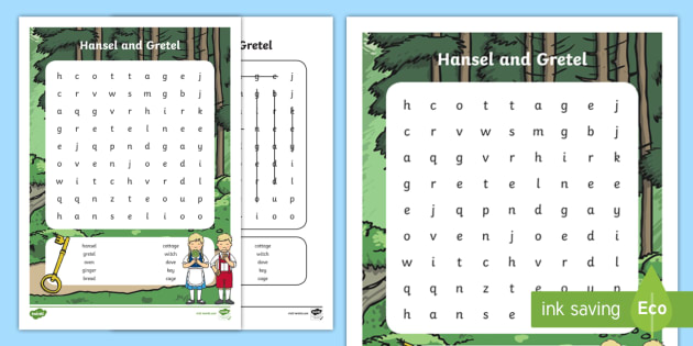 Hansel and Gretel Wordsearch (teacher made)