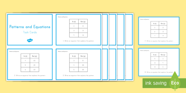 Patterns and Equations Task Cards