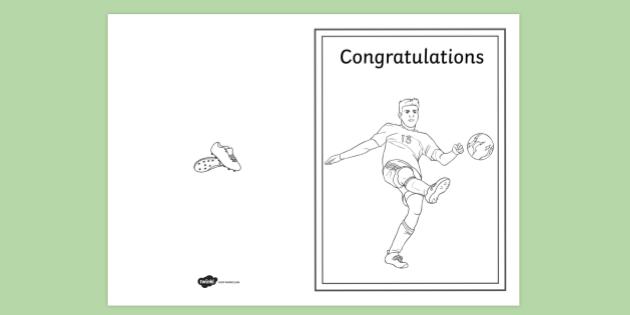 FREE! - Footballer Kicking a Football Congratulations Card Colouring