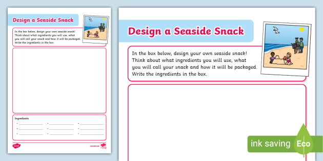 Design a Seaside Snack Activity Sheet,seaside,food