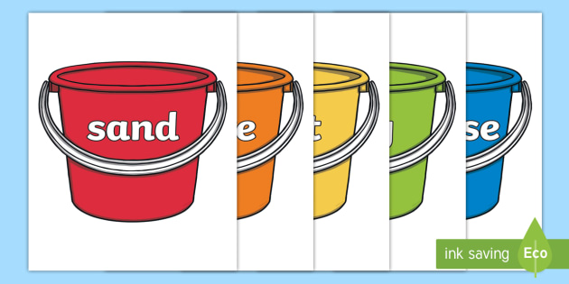 FREE! - 👉 Sand Area Display Words on Buckets