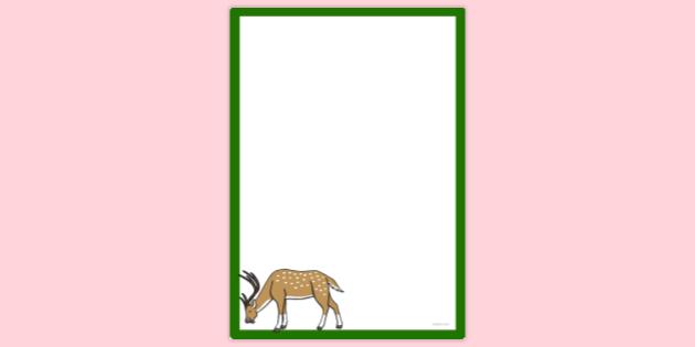 FREE! - Simple Blank Chital Deer Grazing Page Border | Twinkl