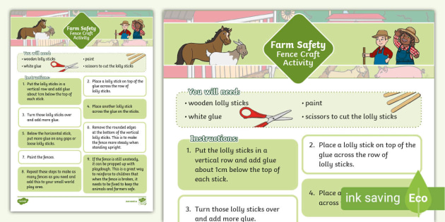 Farm Safety Fence Craft Activity (teacher made)