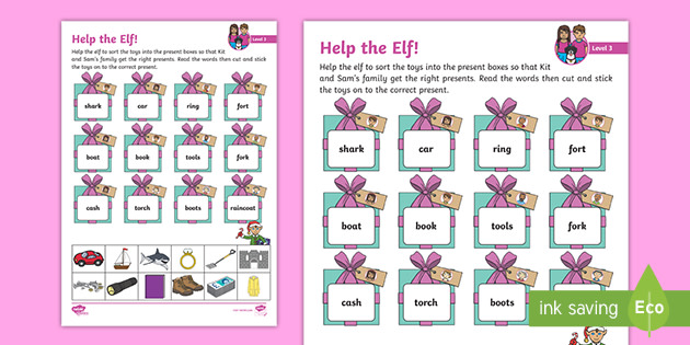 Christmas Level 3 Help the Elf! Worksheet (teacher made)