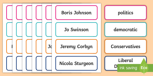 UK Elections 2019 Word Cards (teacher made)