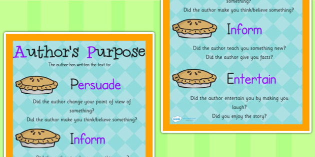 Authors Purpose PIE Poster - writing, authors purpose, literacy