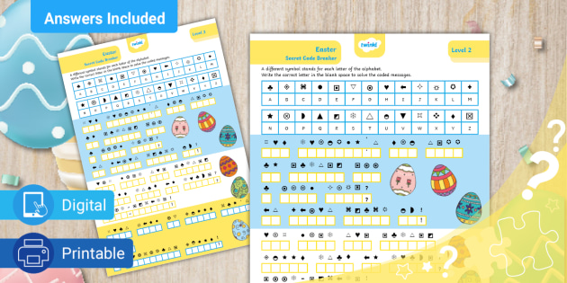 Easter Secret Code Breaker - L2 - Twinkl - Kids Puzzles