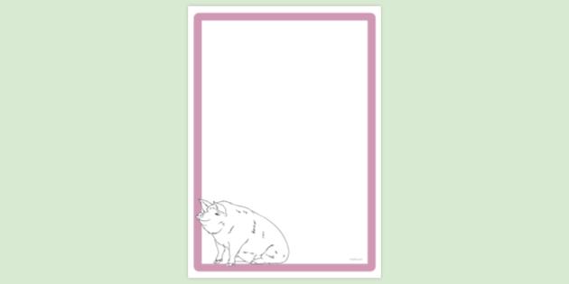 Pig Page Border Black and White