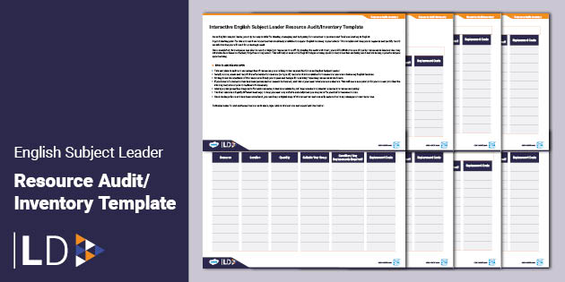 English Subject Leader: Editable Resource Inventory Template