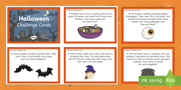 LKS2 Halloween Combined Calculations Challenge Cards
