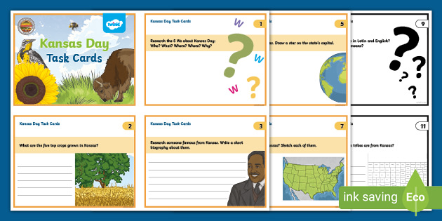 Kansas Day Task Cards | Printable Activity | Twinkl