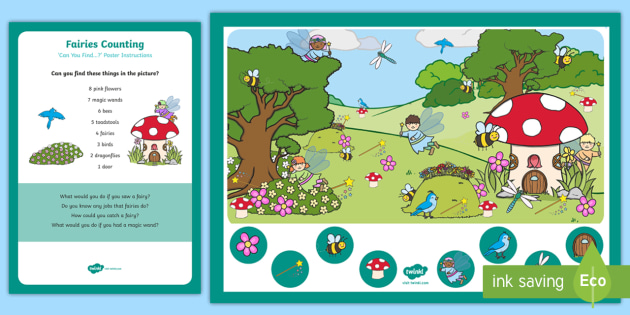 * NEW * Fairies Counting Can You Find...? Poster and Prompt Card