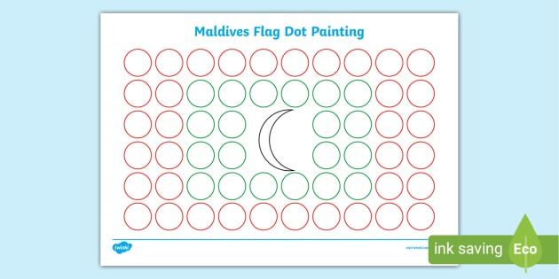 Maldives Flag Dot Painting Worksheet