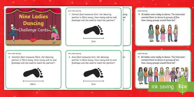 Nine Ladies Dancing Challenge Cards (teacher made)