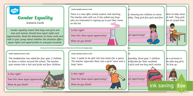 KS1 Gender Equality Scenarios Challenging Prejudice Cards