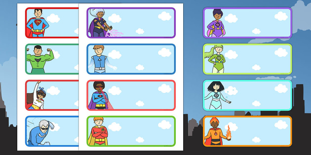 Editable Drawer - Peg - Name Labels (Superhero) - Classroom