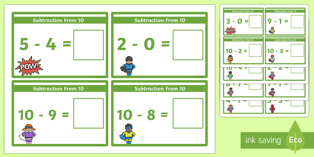 Subtraction From 10 Cards - Primary Resources (teacher made)