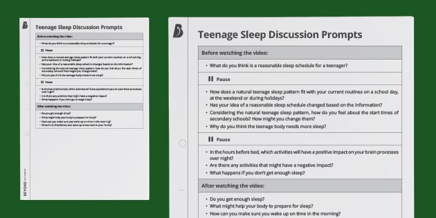 Teenage Sleep Discussion Prompts | Science | Beyond