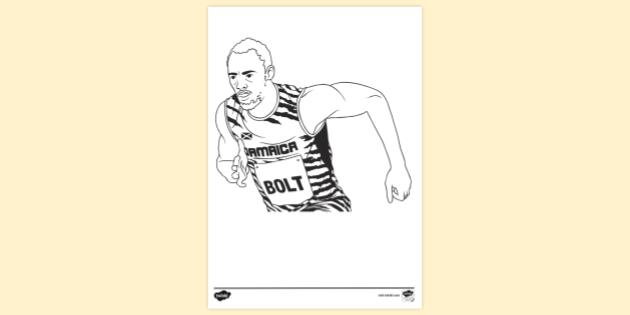 FREE! - Usain Bolt Colouring Sheet | Twinkl Resources