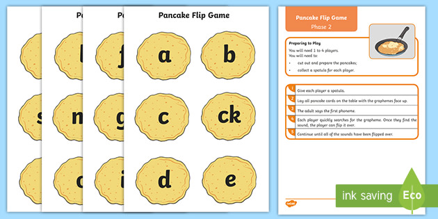 Phase 2 Phonics Pancake Flip Game
