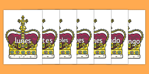 Days of the Week on Crowns Spanish (teacher made)