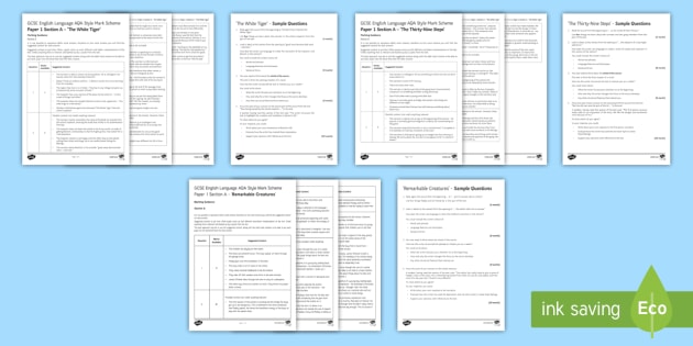 AQA Language Paper 1 Questions 1 - 4: Exam Practise Bundle 3