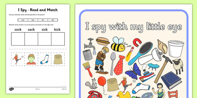 Phonics I Spy - Read and Match - Set 4 - ESL Phonics Matching