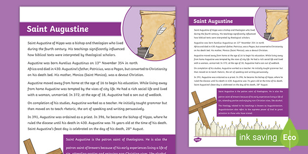 Saint Augustine Fact File (teacher made)