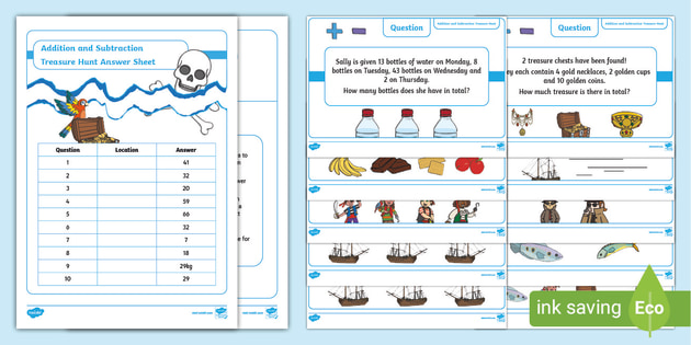 Addition and Subtraction Treasure Hunt