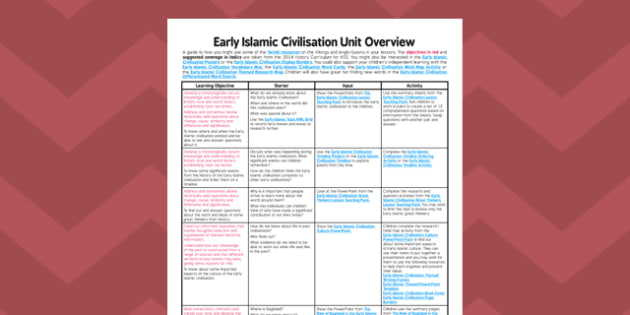 FREE! - Early Islamic Civilisation Planning Overview