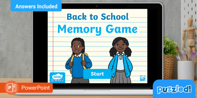 * NEW * Fun Back to School Memory Game Puzzle PowerPoint - Twinkl