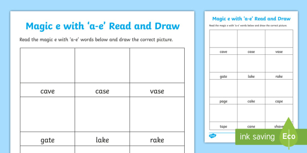 * NEW * Magic e with 'a-e' Read and Draw Activity Sheet - Split
