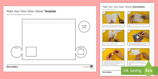 Make Your Own Solar Viewer Worksheet / Worksheet