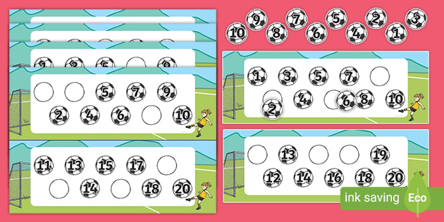Missing Number Football Strip Number Line 0 20
