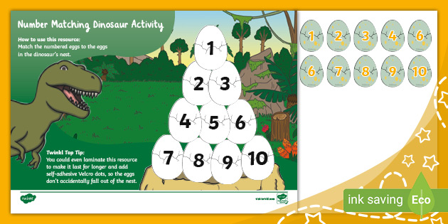 👉 Number Matching Dinosaur Activity (teacher made)