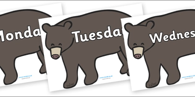 Days of the Week on Grizzly Bears