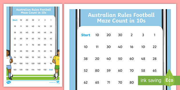 AFL Counting in 10s Maze - maze (teacher made)
