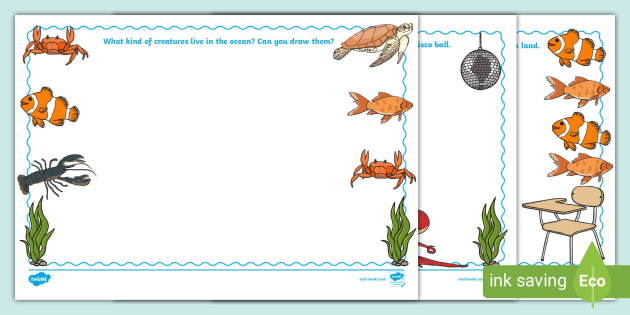 FREE! - Sea Creatures Drawing Prompts (Teacher-Made)