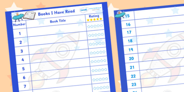 Space Themed Books I Have Read Record (teacher made)