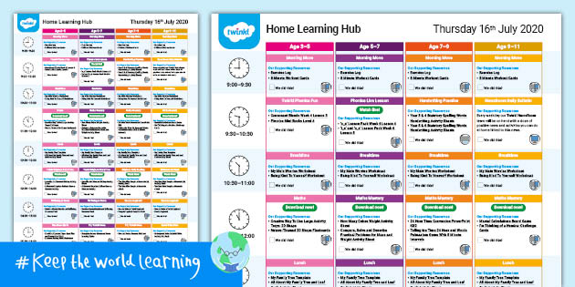 FREE! - Home Learning Hub Daily Plan Thursday 16th July