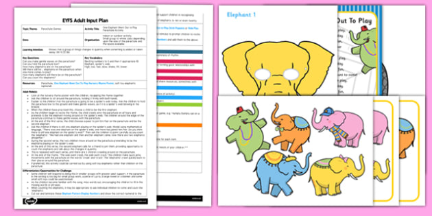 One Elephant Went Out to Play Parachute Activity EYFS Adult Input Plan and