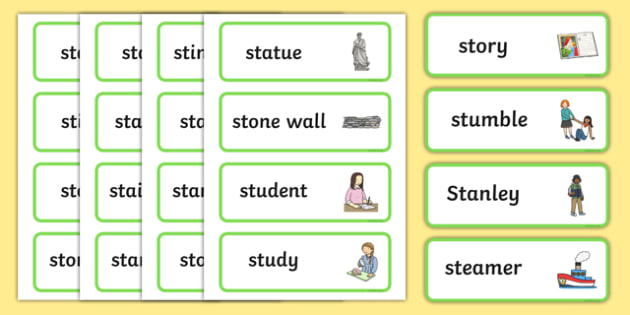 Two Syllable 'st' Blend Word Cards